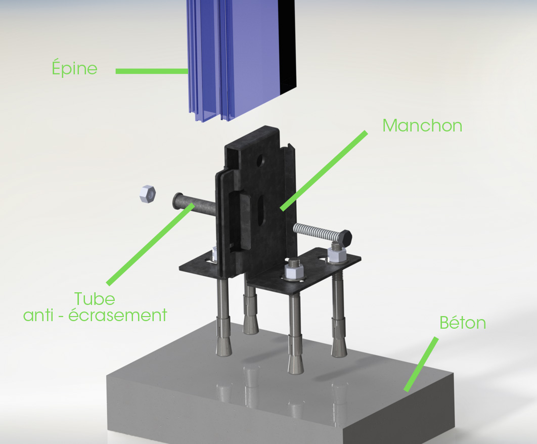 Fixations mur rideau - Louineau